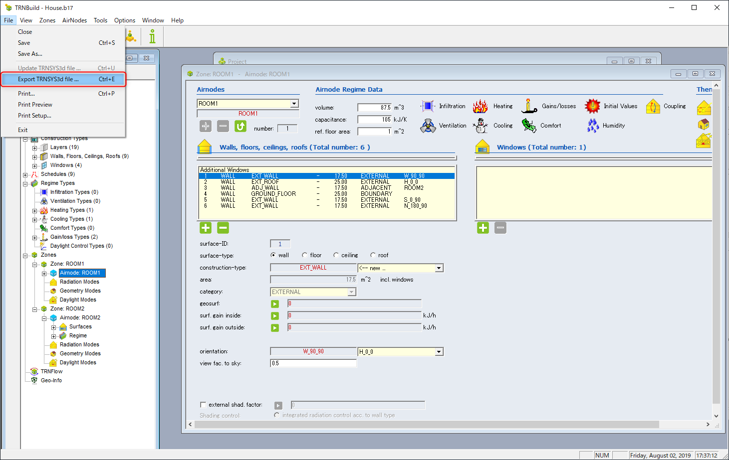 Modify a building model in TRNSYS3D | Environmental Engineering Diary